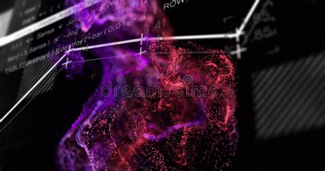 Abstract Data Visualization And Graph Animation Over Colorful Particle