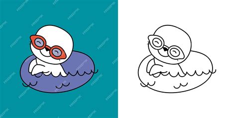 색칠 페이지 및 그림에 대 한 귀여운 물개 선수 클립 아트입니다 행복한 바다 송아지 스포츠맨 프리미엄 벡터