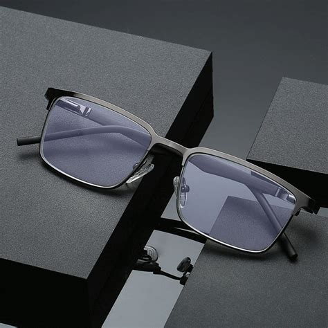 100°~400° New Metal Business Anti Blue Reading Glasses Men And