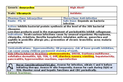 Vibramycin Med Card Generic Doxycycline High Alert Trade