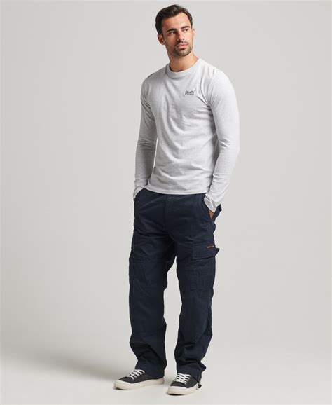 Mens Organic Cotton Essential Logo Long Sleeved Top In Glacier Grey