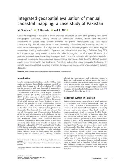 integrated geospatial evaluation of manual cadastral mapping a case