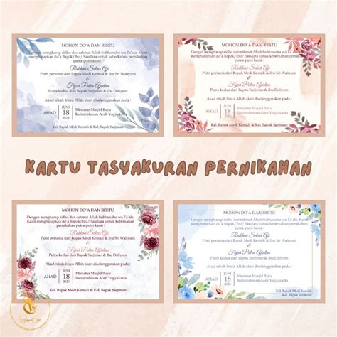 Jual 1 Kartu Tasyakuran Syukuran Pernikahan Nikah Tutup Nasi Kotak