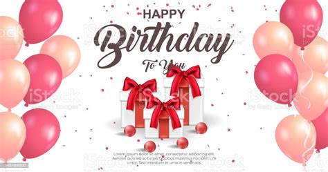 생일 풍선 벡터 배경 디자인 생일 축하 인사말 카드 디자인에 대한 풍선과 색종이 장식 요소와 텍스트를 당신에게 생일 축하합니다