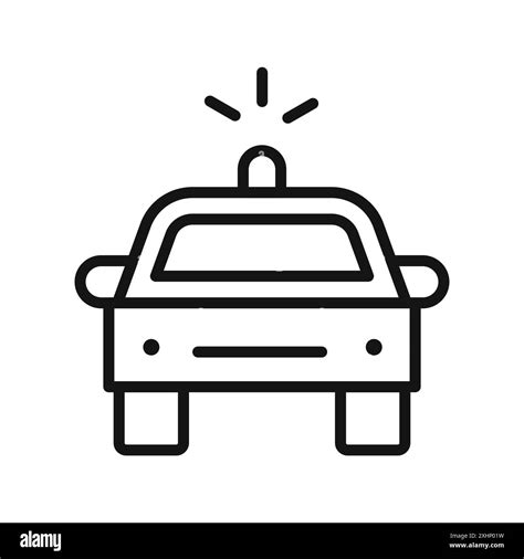 Flashing Police Car Icon Black Line Art Vector In Black And White