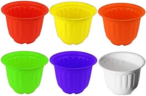 Kraft Seeds By 10CLUB Flashy Flower Pots With Bottom Trays Pack Of 6