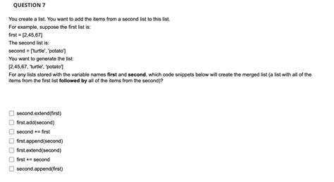 Solved You Create A List You Want To Add The Items From A Chegg