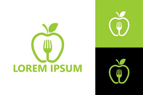 Vektor Desain Template Logo Makanan Vegetarian Segar Ilustrasi Stok