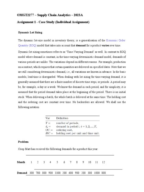 dynamic lot sizing a1 revised pdf mathematical optimization