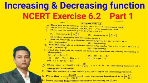 Increasing And Decreasing Functions Ncert Exercise 6 2 Solutions L 1 Application Of