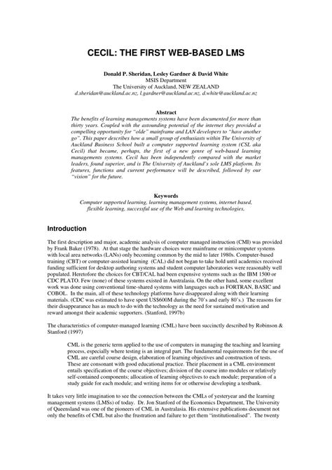 Pdf Cecil The First Web Based Lms