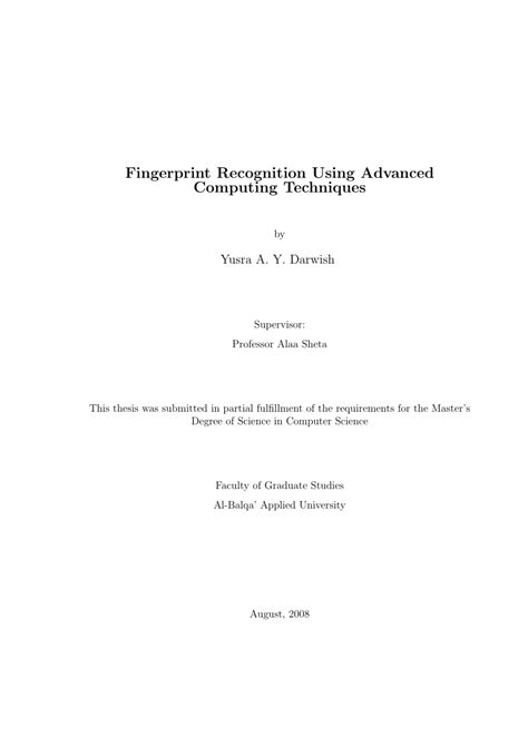 Pdf Fingerprint Recognition Using Advanced Computing Techniques
