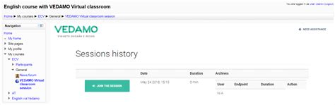 Enter A Vedamo Virtual Classroom Integrated With Moodle V I VEDAMO