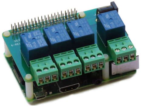 Stackable Raspberry Pi Add On Has Four Switched Relays
