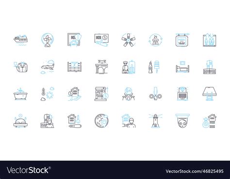 Lodging Industry Linear Icons Set Accommodation Vector Image
