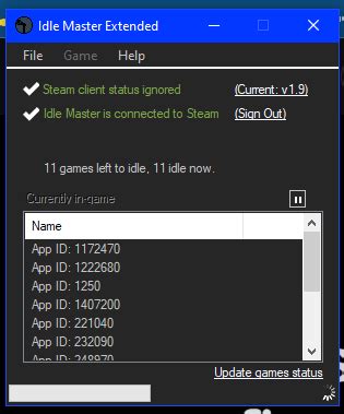 BUG Hours Not Counting Up On Idled Game Issue JonasNilson Idle Master Extended GitHub