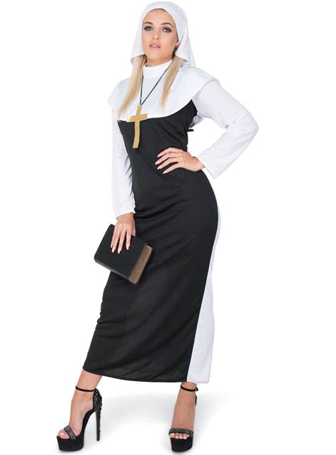 Womens Nun Costume Religious Nun Womens Fancy Dress Costume