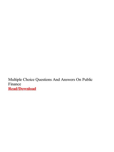 Public Finance Multiple Choice Questions And Answers Covering Topics