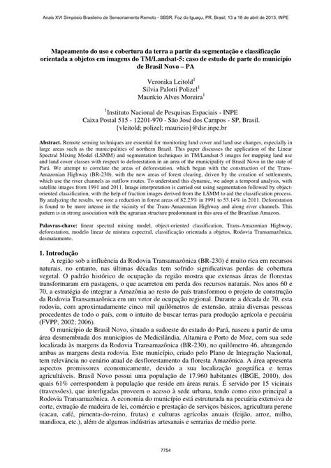 Pdf Mapeamento Do Uso E Cobertura Da Terra A Partir Da Segmentação E