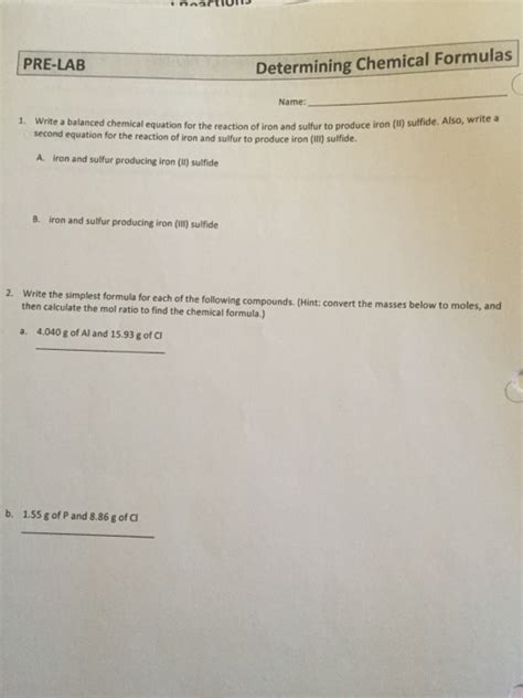 Solved 1 Write A Balanced Chemical Equation For The
