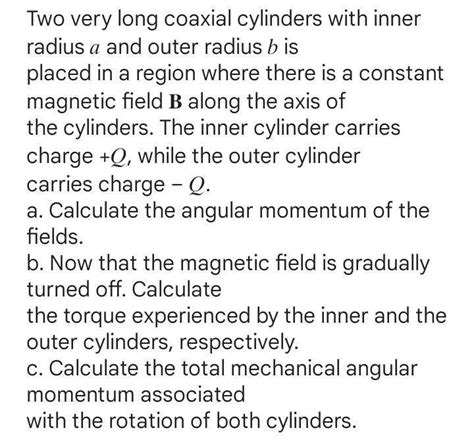 Solved Two Very Long Coaxial Cylinders With Inner Radiu