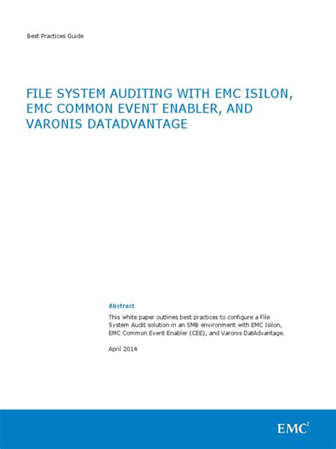 H12428 Wp Best Practice Guide Isilon File System Auditing Pdf