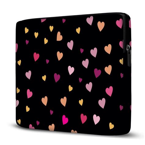Capa Para Notebook Em Neoprene Cn Preto Corações Case Notebook