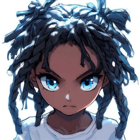 Anime Girl With Blue Eyes And Braids Digital Illustration Premium Ai