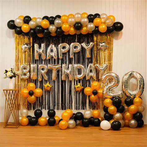 Glitzy Silver And Golden Birthday Decor Bangalore