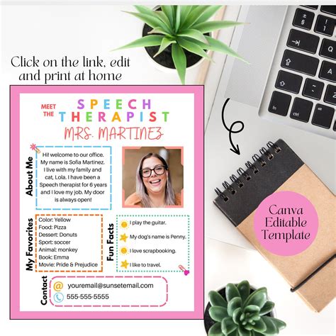 Meet The Speech Therapist Flyer Canva Template Editable And
