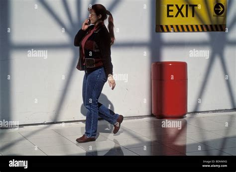 Airport Passenger Terminal Hallway Exit Direction Sign Stock Photo Alamy