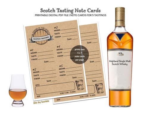 Scotch Tasting Note Cards For 5 Tastings Scotch Tasting Notes