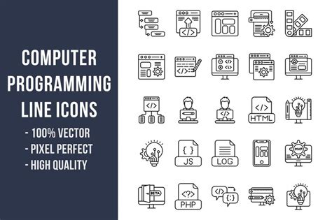 Premium Vector Computer Programming Line Icons