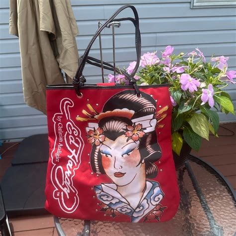 Ed Hardy Bags Ed Hardy Christian Audigier Red Geisha Tote Bag