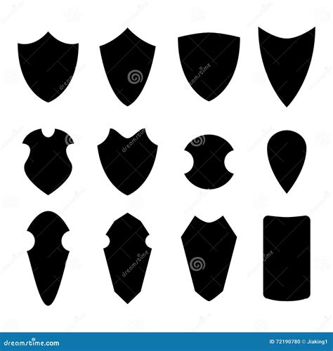 Ensemble De Bouclier Dans Le Style De Silhouette Vecteur Illustration