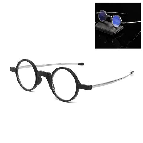 Folding Reading Glasses Blue Light Blocking Round Pocket Reader W