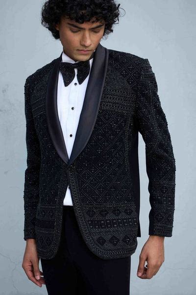 Black Avant Garde Beaded Tuxedo Set Gargee