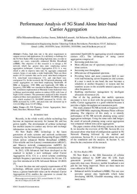 Pdf Performance Analysis Of 5g Stand Alone Inter Band Carrier Aggregation
