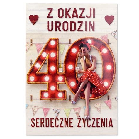 Pamiątka Prezent na 40 urodziny dla Niej Kartka Prezent na 40