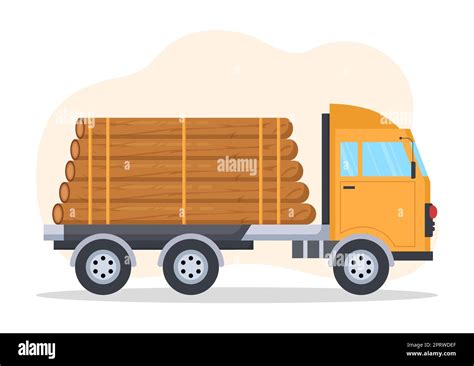 People Tree Cutting And Timber With Truck Chainsaw Wooden And Tools