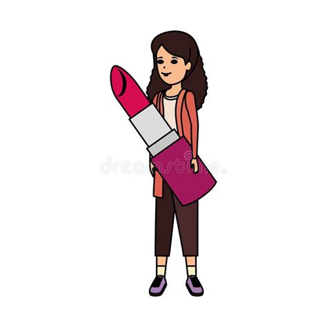 Woman Lifting Lipstick Makeup Stock Vector Illustration Of Stamp