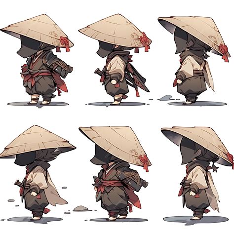Premium Photo Character Anime Of Male Chibi Kawaii Samurai Ronin Fashion Tattered Kimono Fade