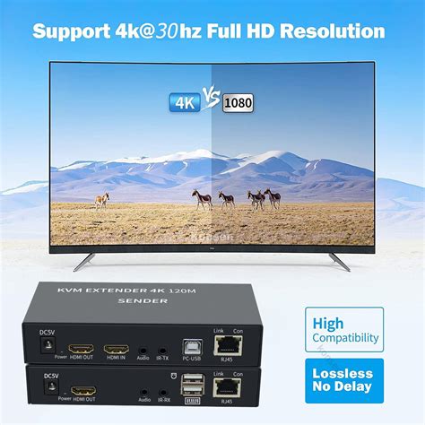 Kvm Extender 4k 120m Receiver 4k Hdmi Kvm Extender Over Cat5e 6