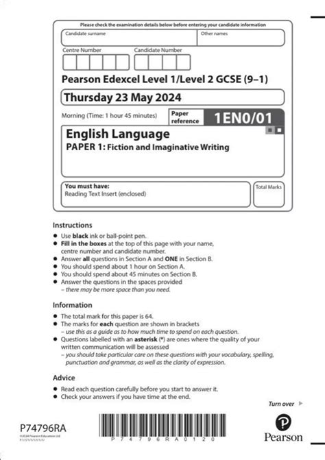 Pearson Edexcel Level 1 Level 2 Gcse 9 1 English Language Paper 1 Fiction And Imaginative