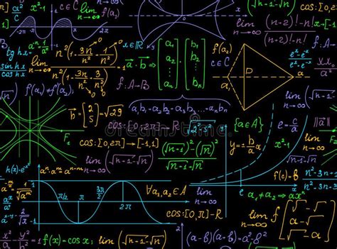 Mathematical Multicolored Vector Seamless Background With Handwritten Formulas Equations Task