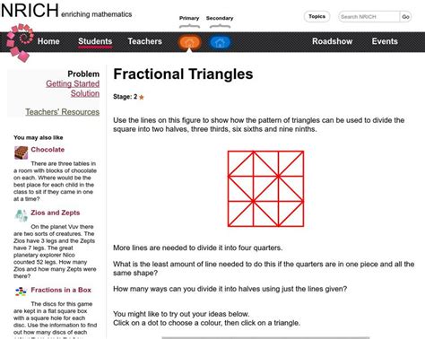 University Of Cambridge Nrich Fractional Triangles Activity For 3rd