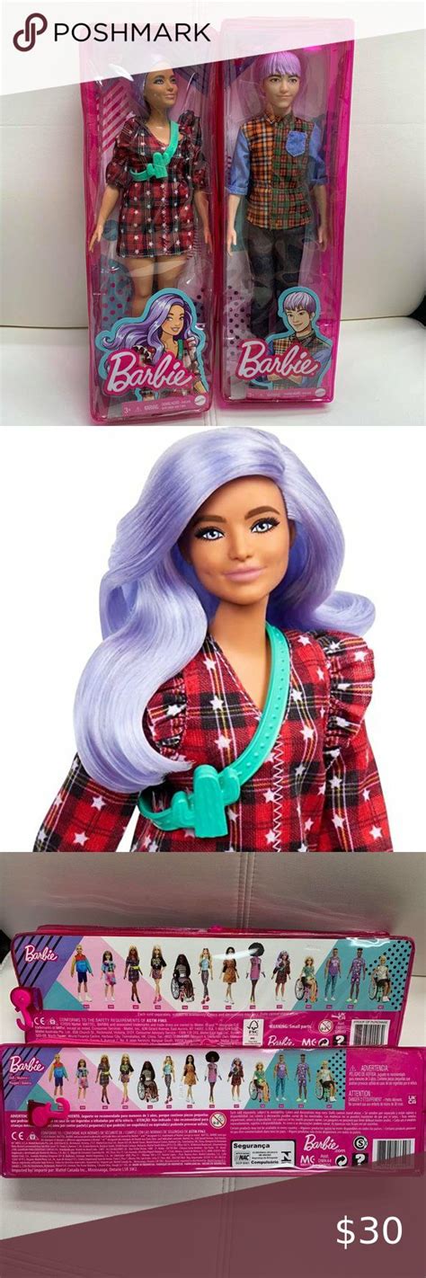 Bundle Barbie And Ken Fashionistas Dolls W Lavender Hair