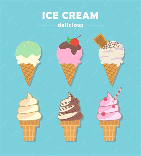 Premium Vector Delicious Summer Desserts Cute Ice Cream Series Illustrations With Chocolates