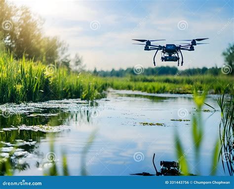 Aerial Drone Monitoring Wetland Ecosystem For Iot Powered Environmental Conservation And