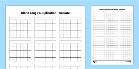Blank Long Multiplication Template Maths Resource Twinkl